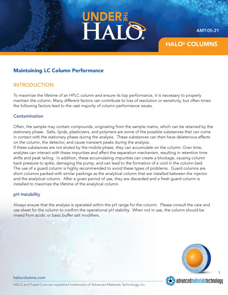 Maintaining LC Column Performance – HALO® Columns for Chromatography ...
